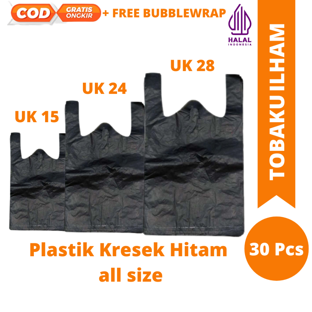 Jual (30 lembar ) Plastik Packing Kresek Hitam Packing Besar Sedang ...