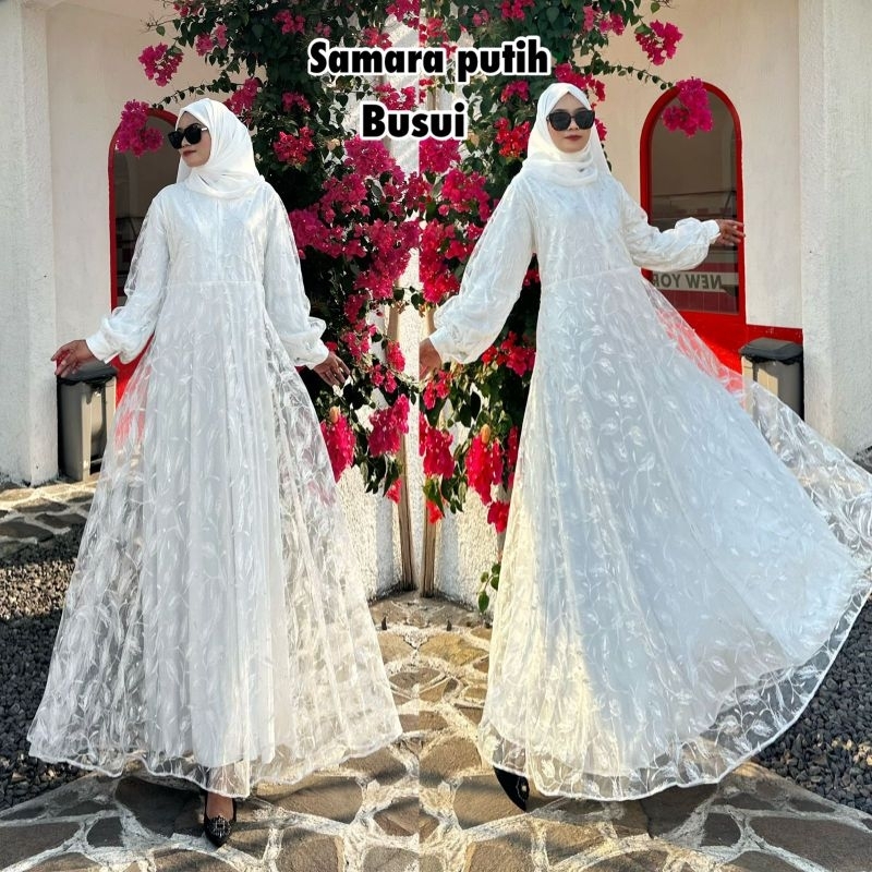 Jual abaya samara brokat putih | Shopee Indonesia