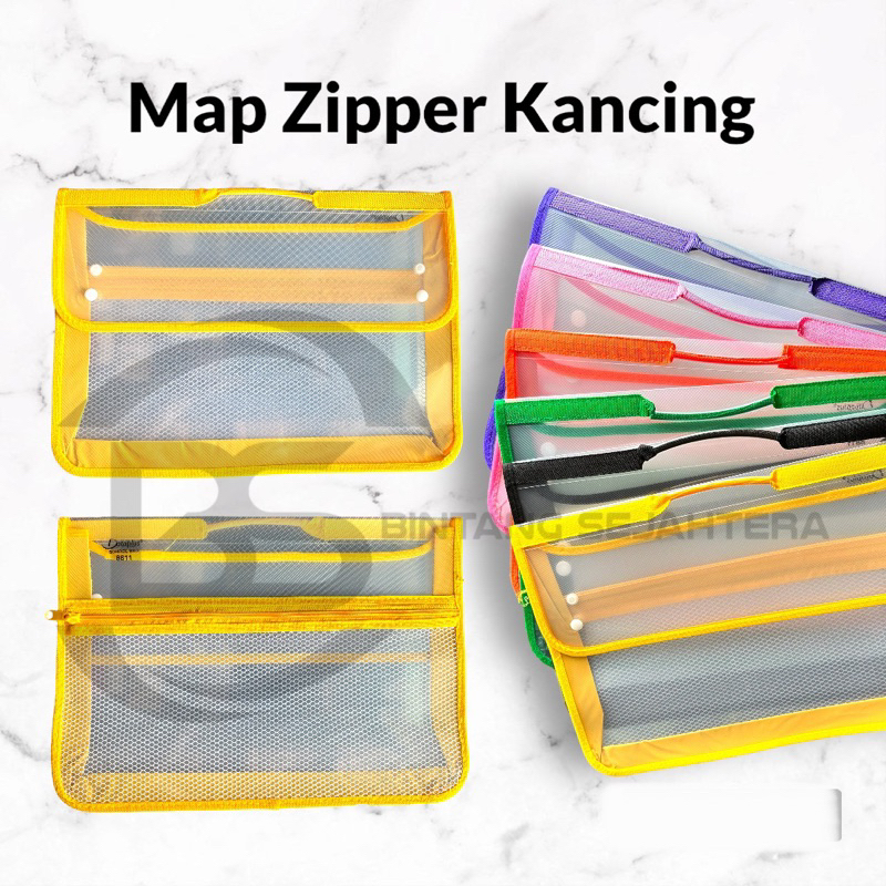 Jual Map Plastik Kancing 2 Jaring Folio/ Zipper School Bag / Map ...