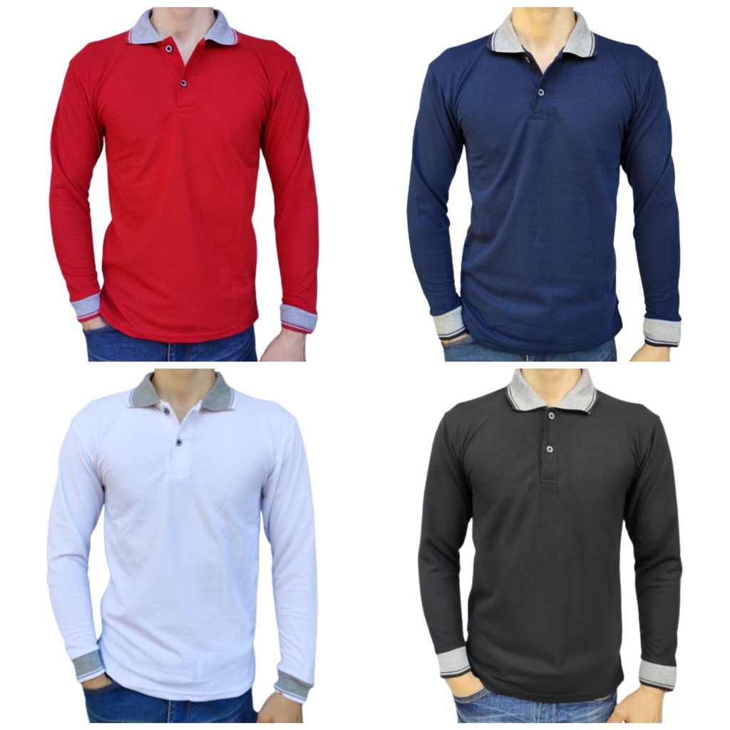Jual Kaos Krah Polo Shiirt Lengan Panjang Kaus Polos Pria Wanita ...