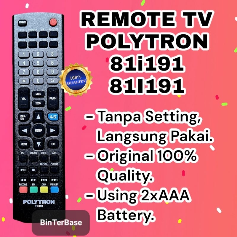 Jual Remote remot TV LCD LED POLYTRON 81I191 81i355M01 CINEMAX 81i91 ...
