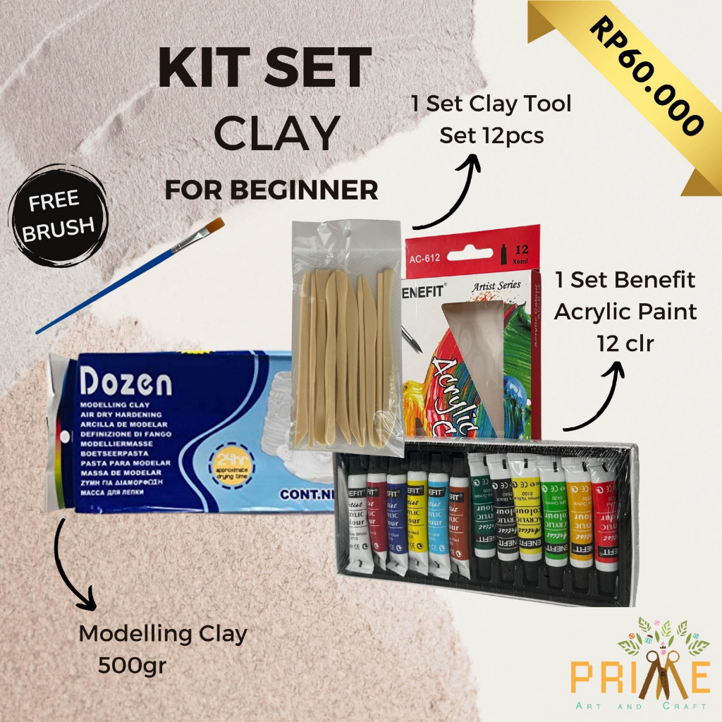 Jual PAKET DOZEN clay kit a set for beginner | Shopee Indonesia