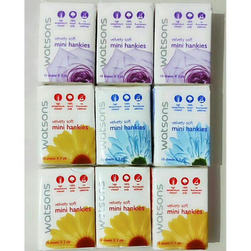 Jual Tissue Watsons mini pack 10 Sheets x 3 ply lebih Tebal | Shopee ...
