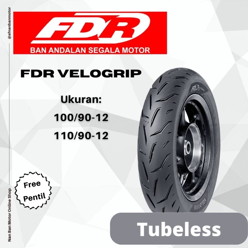 Jual BAN MOTOR FDR VELOGRIP UKURAN 100/90-12 & 110/90-12 TUBELESS ...