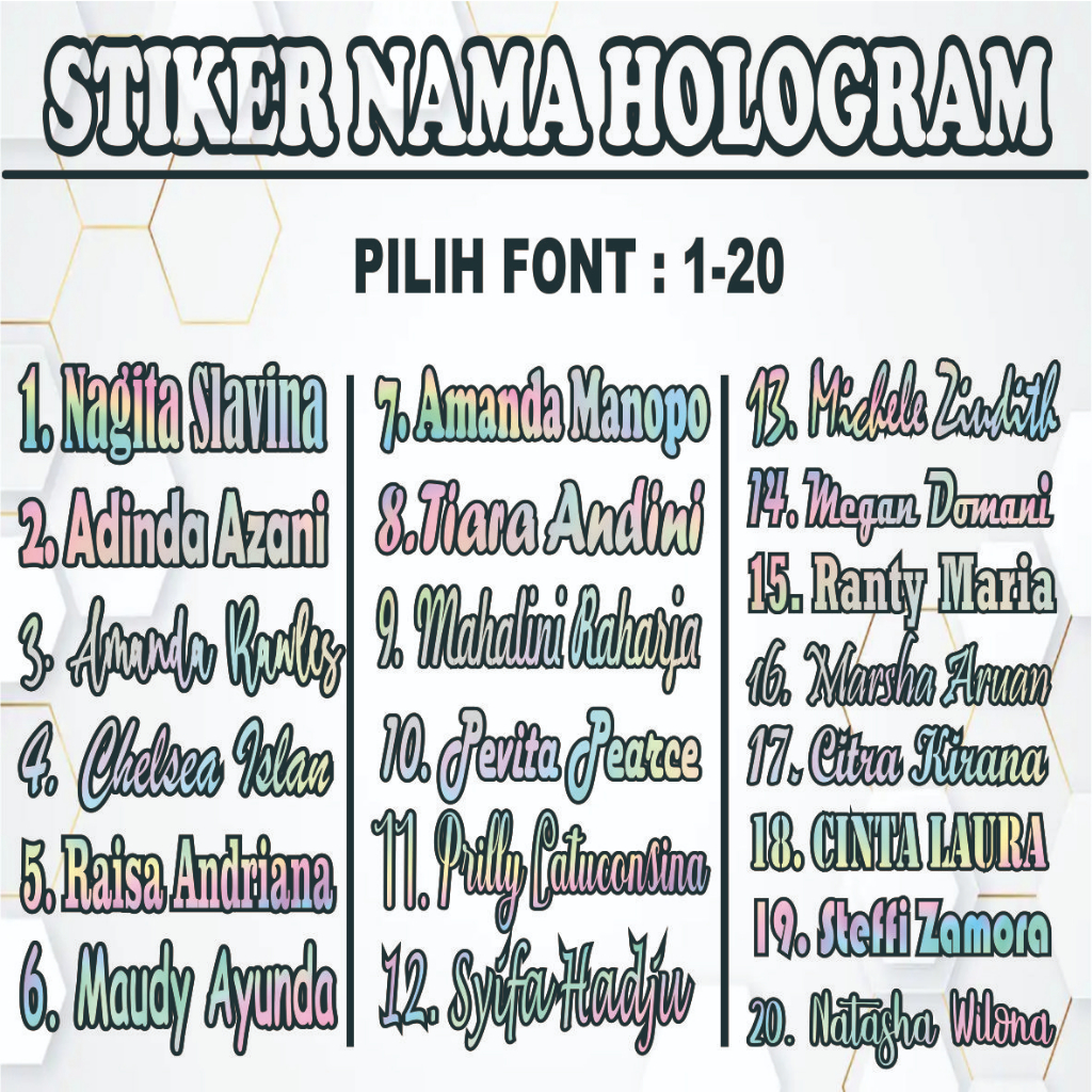 Jual Stiker Nama Hologram / Stiker Custom Nama / Cutting Stiker Nama ...