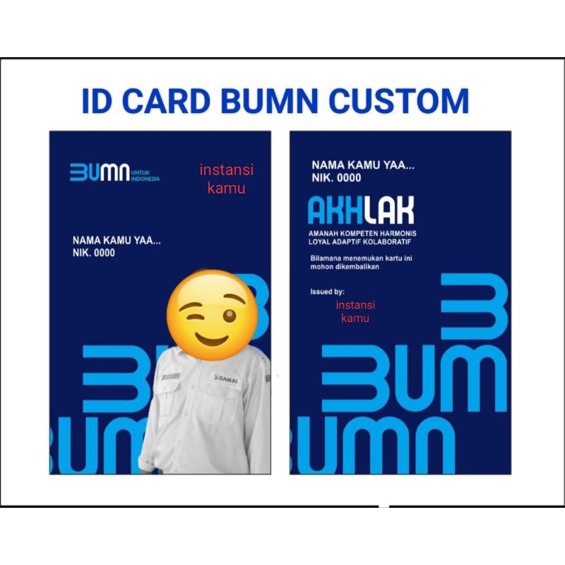 Jual Cetak Id Card BUMN custome BISA SATUAN printing | Shopee Indonesia