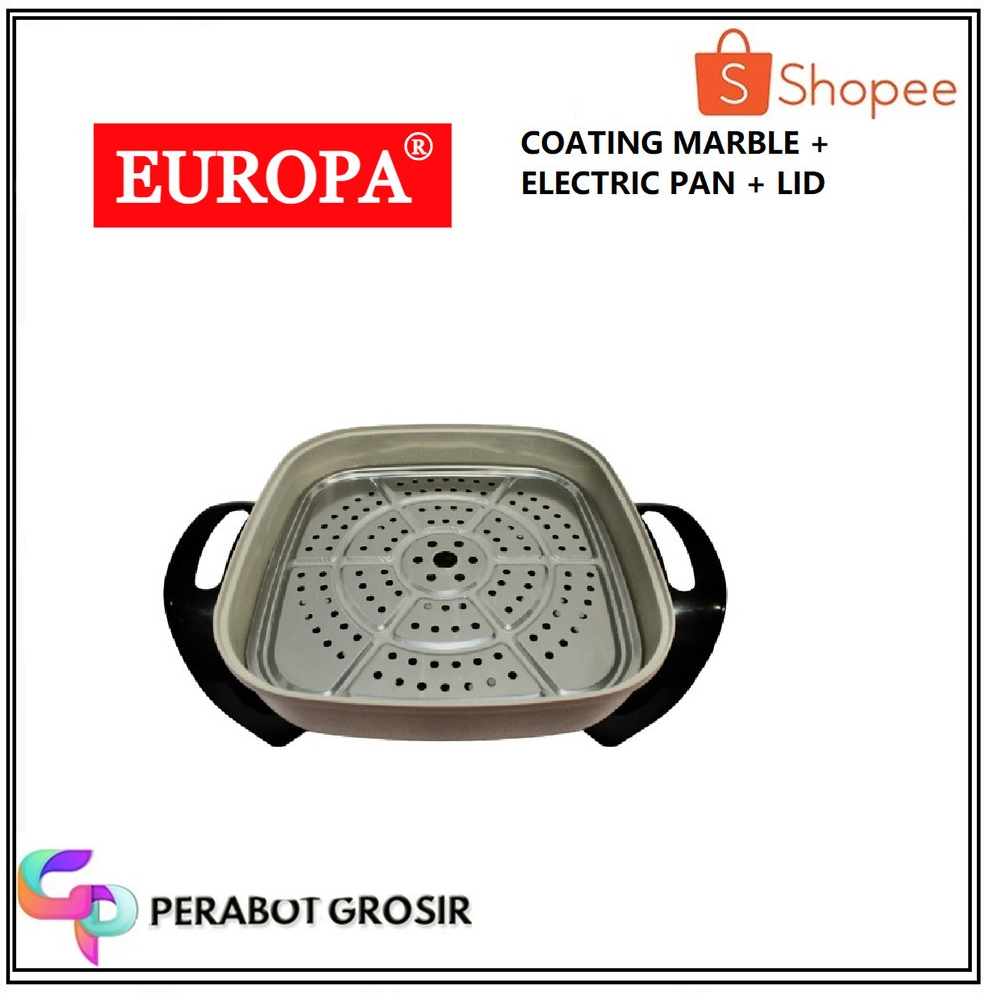 Jual EUROPA ELECTRIC SQUARE PAN + STEAMER + LID ukuran 30 CM 5 Liter ...