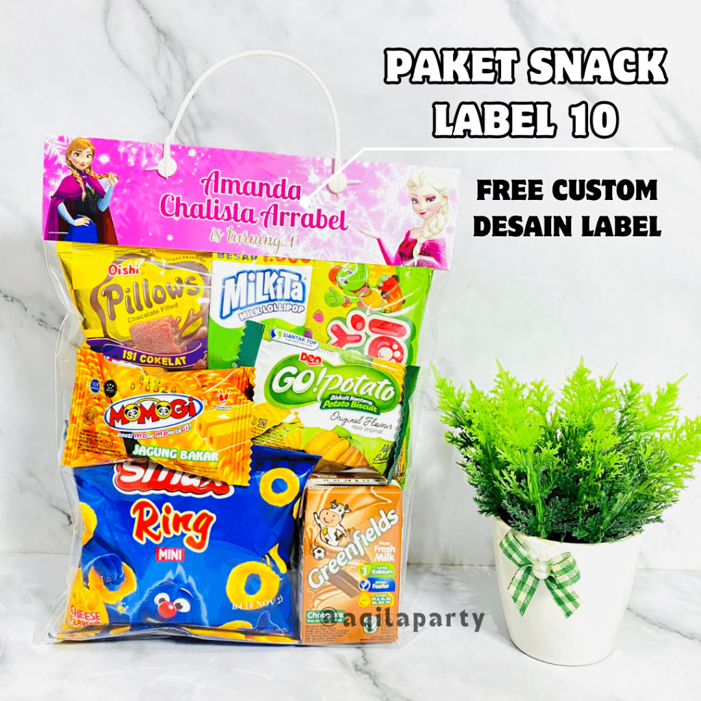 Jual PAKET SNACK ULTAH ANAK LABEL / SOUVENIR ULTAH ANAK MURAH / HAMPERS ...