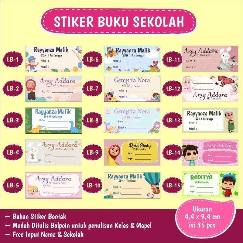 Jual STICKER LABEL NAMA ANAK/LABEL STICKER BUKU ANAK | Shopee Indonesia