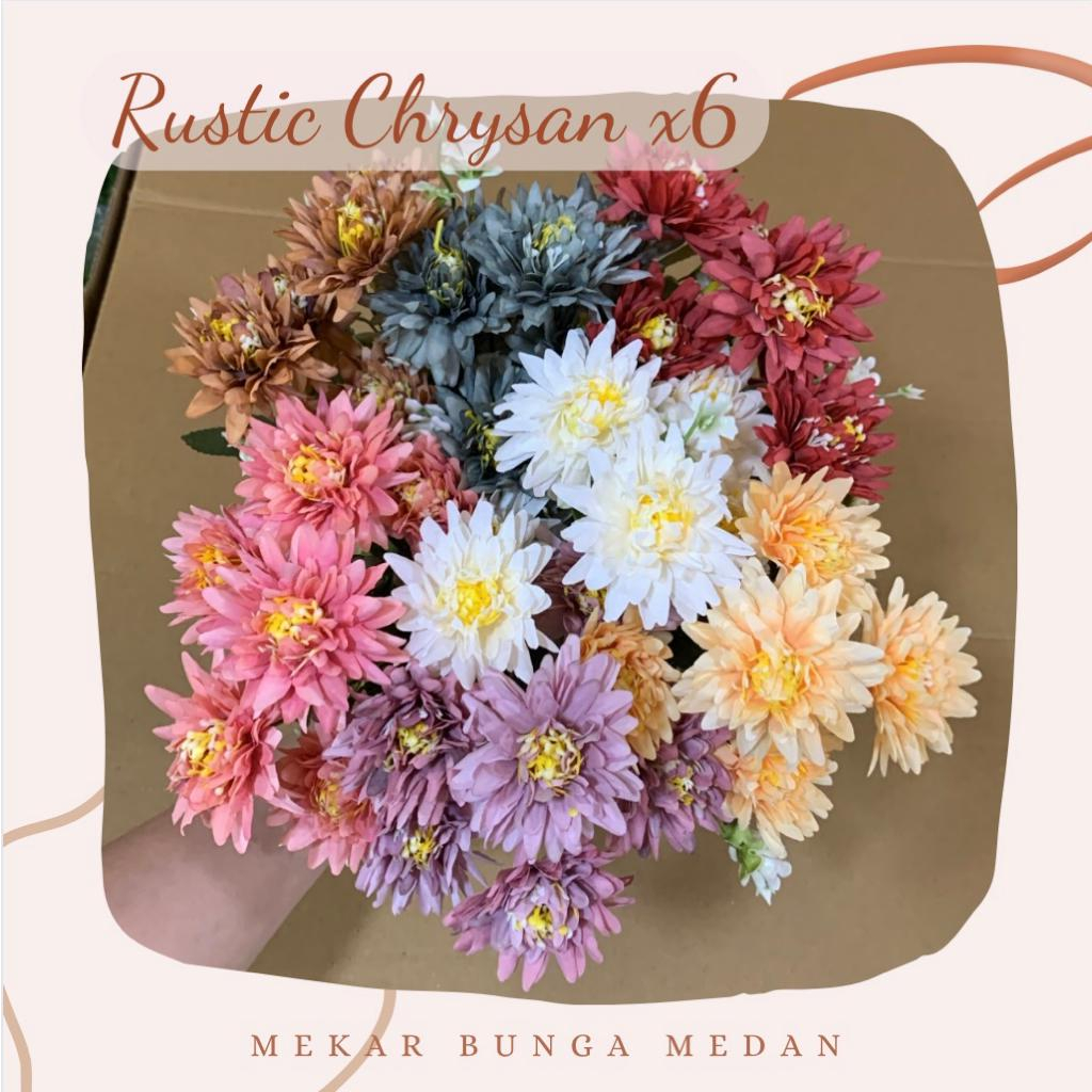 Jual (SC 1) - Bunga Artifisial Rustic Chrysan x 6 Dekorasi Pelaminan ...