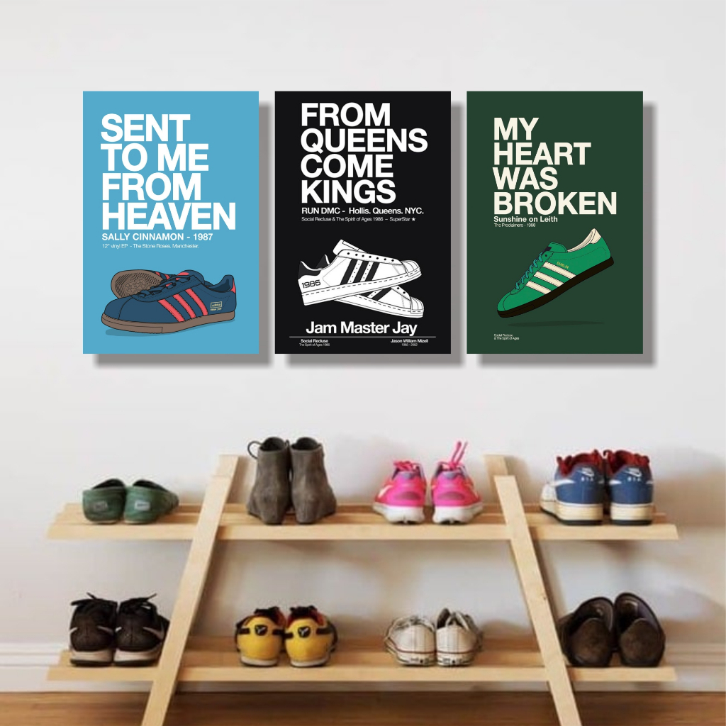 Jual Hiasan Dekorasi Dinding Poster Kayu Sepatu Sneakers SH | Shopee ...