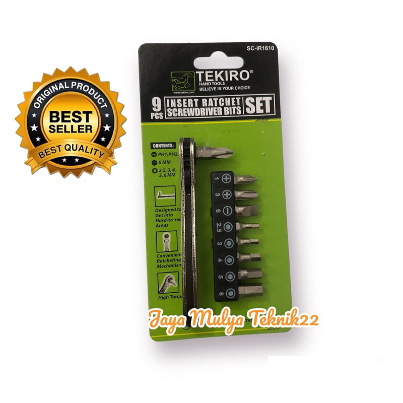 Jual TEKIRO Insert Rachet screwdriver 9 pcs set / obeng set / Alat ...