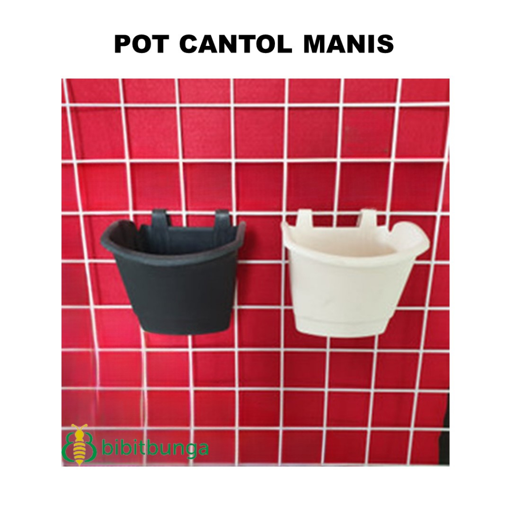 Jual Pot Hias Plastik Cantol Manis Hitam Vas Dinding Tempel Tembok ...