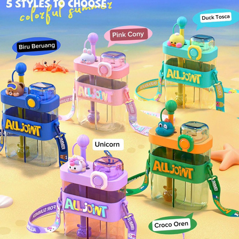 Jual Botol Minum Anak 2 Sisi TRITAN BPA FREE Botol Minum Sekat Motif Kartun Double Water Bottle ...