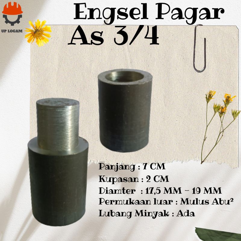 Jual Engsel Bubut Besi AS Roniser Ukuran 3/4 inch , Engsel Pintu Pagar ...