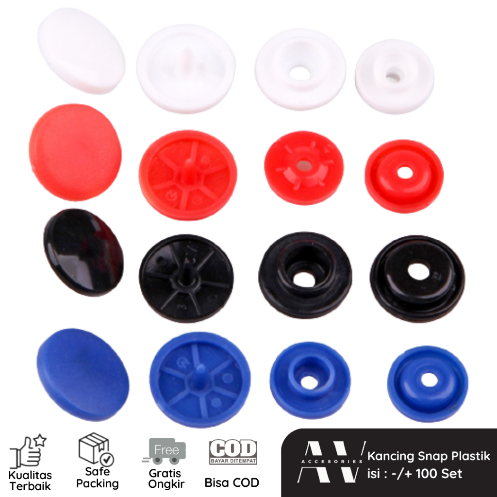 Jual AVACC Kancing Jepret Cetet Plastik 15mm Plastic Snap Button Ecer ...