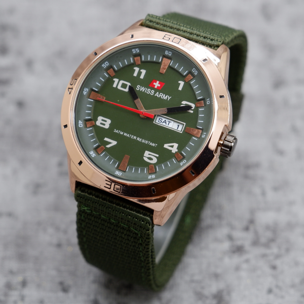 Jual Jam Tangan Pria Swiss SA005 Analog Strap Canvas | Shopee Indonesia