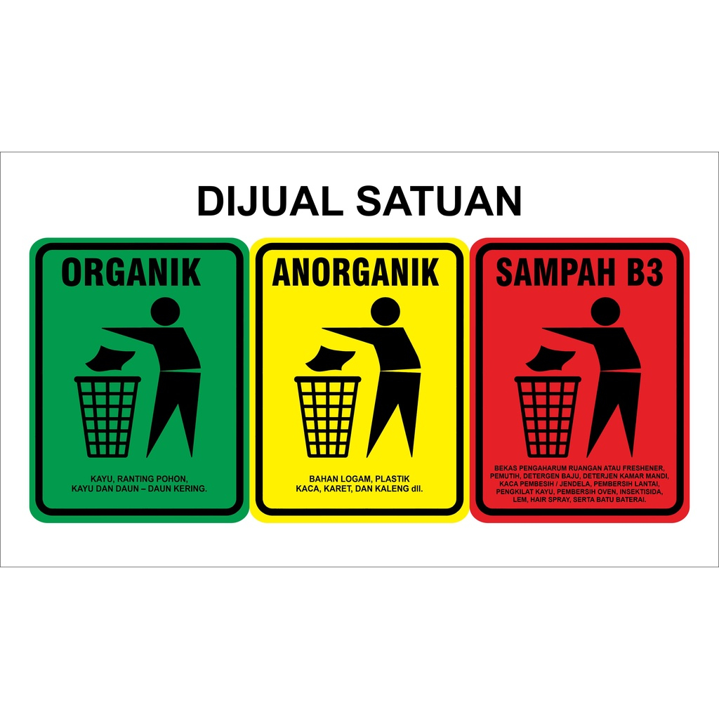 Jual STIKER VINYL SAMPAH ORGANIK, ANORGANIK, B3 ( DIJUAL SATUAN ...