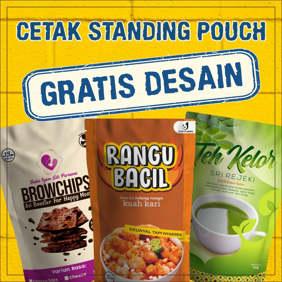 Jual CUSTOM CETAK STANDING POUCH KEMASAN MAKANAN RINGAN CEMILAN SNACK ...