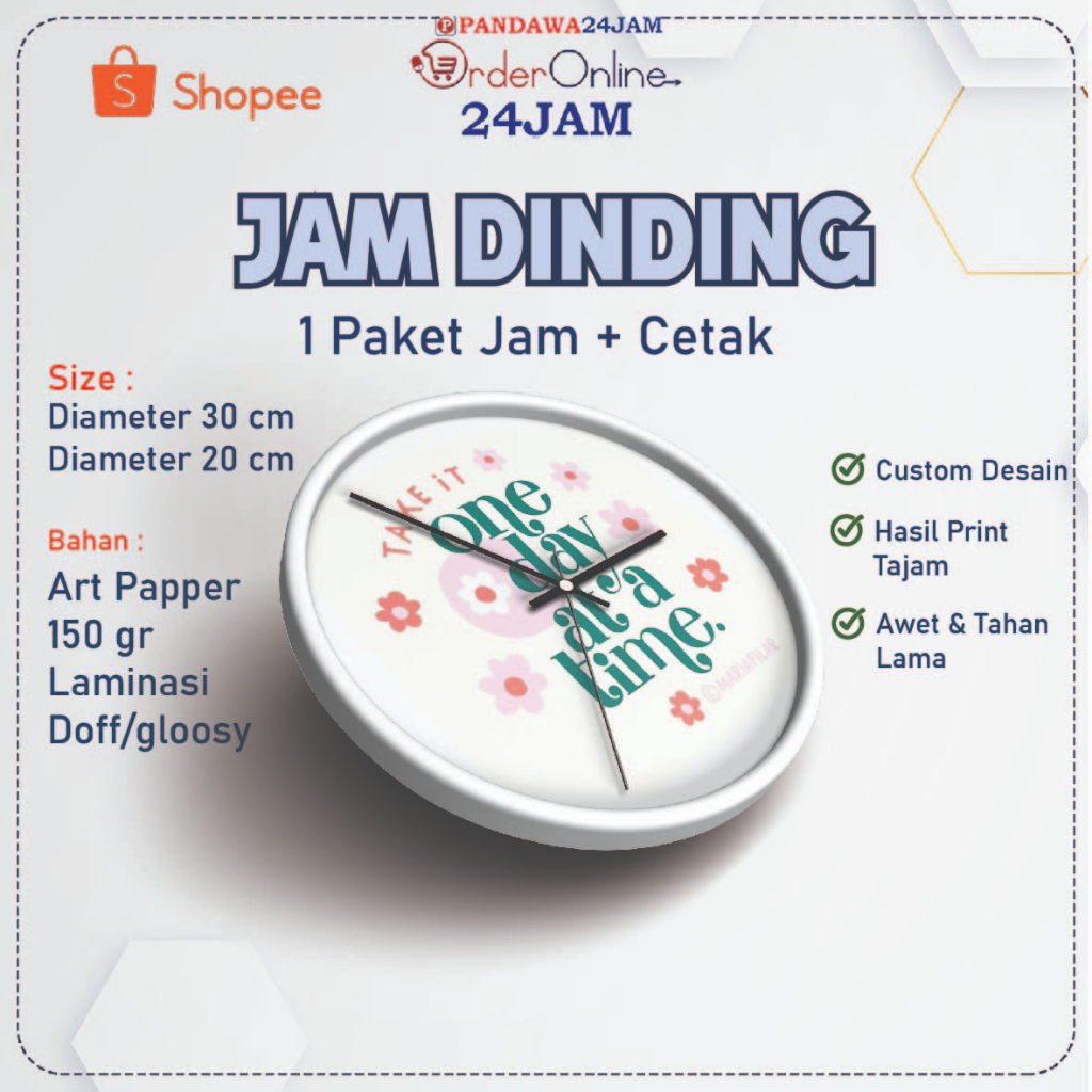 Jual CETAK JAM DINDING CUSTOM ( PRINT SUDAH TERMASUK GAMBAR CUSTOM ...