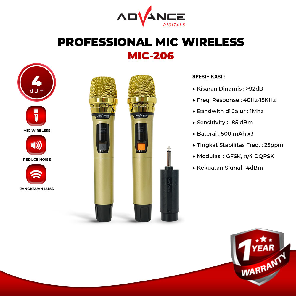 Jual Advance Microphone Double Wireless MIC-206 Batery Recharger Mic ...