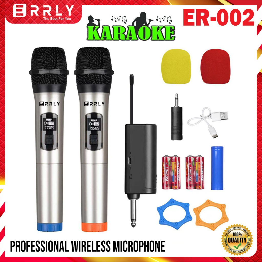 Jual Mic Karaoke Microphone Wireless Tanpa Kabel MIC2 MIC1 ERRLY ER001 Single ER002 Dual Digital ...