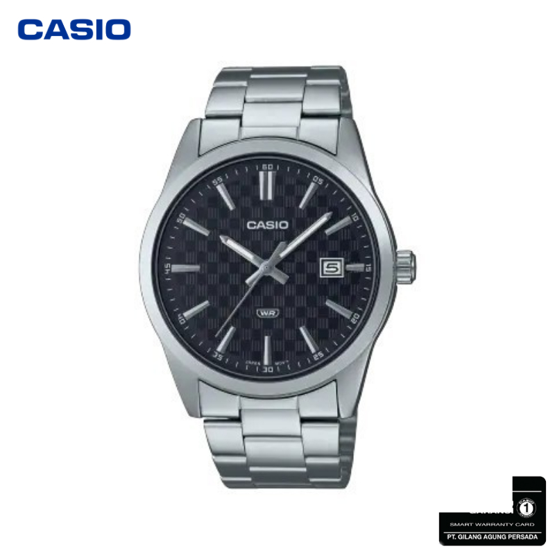 Jual JAM TANGAN PRIA CASIO MTP-VD03D-1A ORIGINAL - MTPVD03D SILVER HITAM STAINLESS STEEL CASIO ...