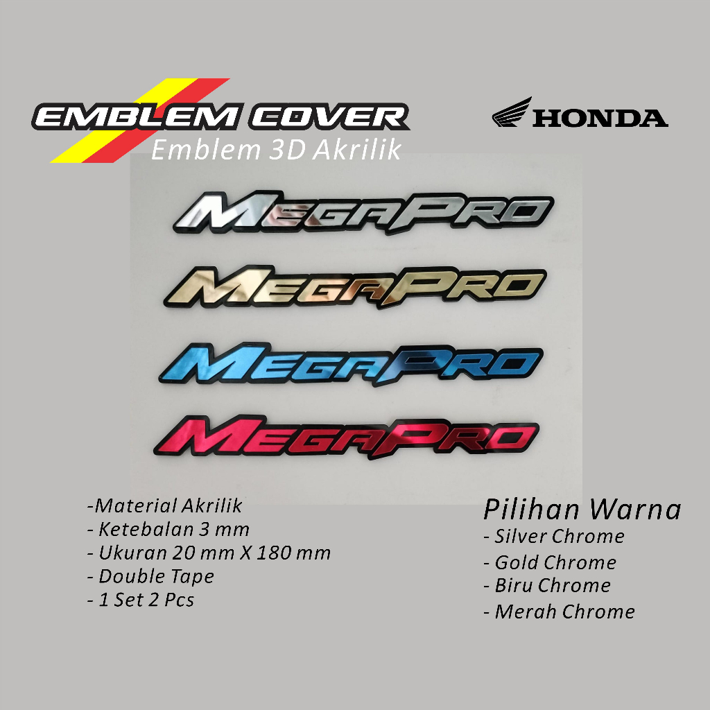 Jual EMBLEM MEGA PRO LOGO TIMBUL 3D BUKAN STIKER GOLD , SILVER , BIRU ...