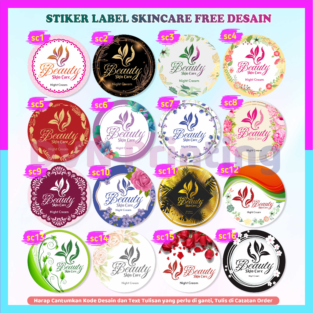 Jual Cetak stiker label produk skincare - kosmetik - parfum & produk ...