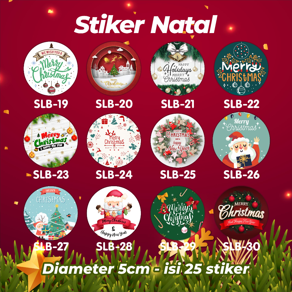 Jual Stiker Natal Bulat - Stiker label christmas - sticker hampers ...