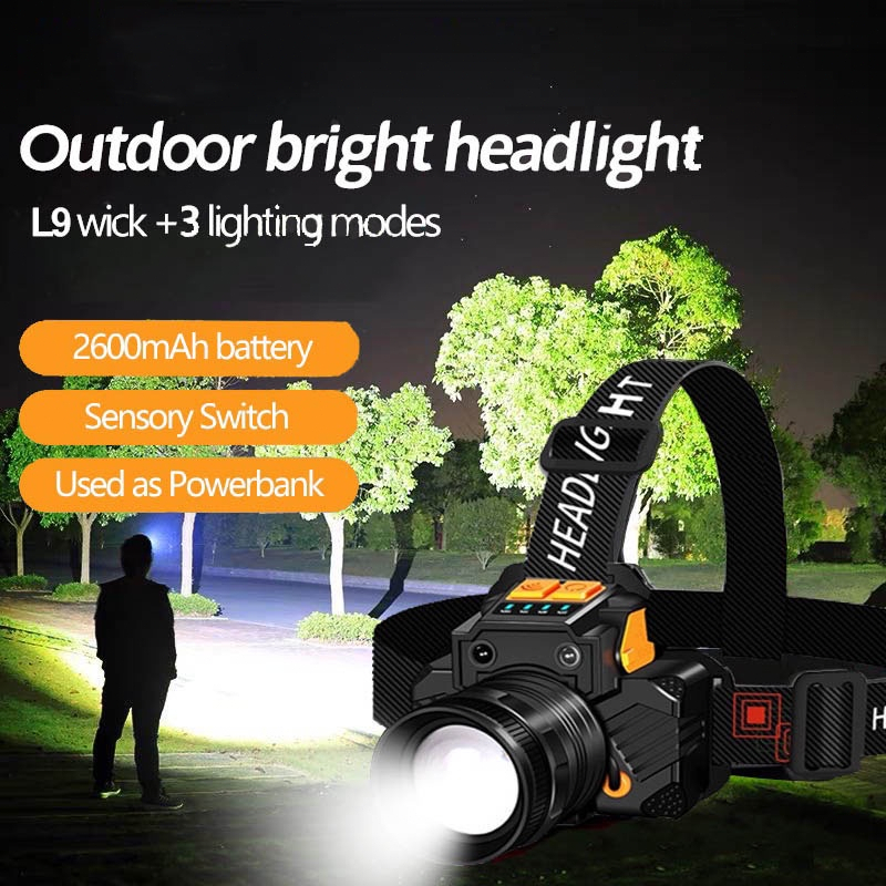 Jual senter super terang, lampu depan luar yang kuat, lampu depan tahan air sensor gerak, senter ...