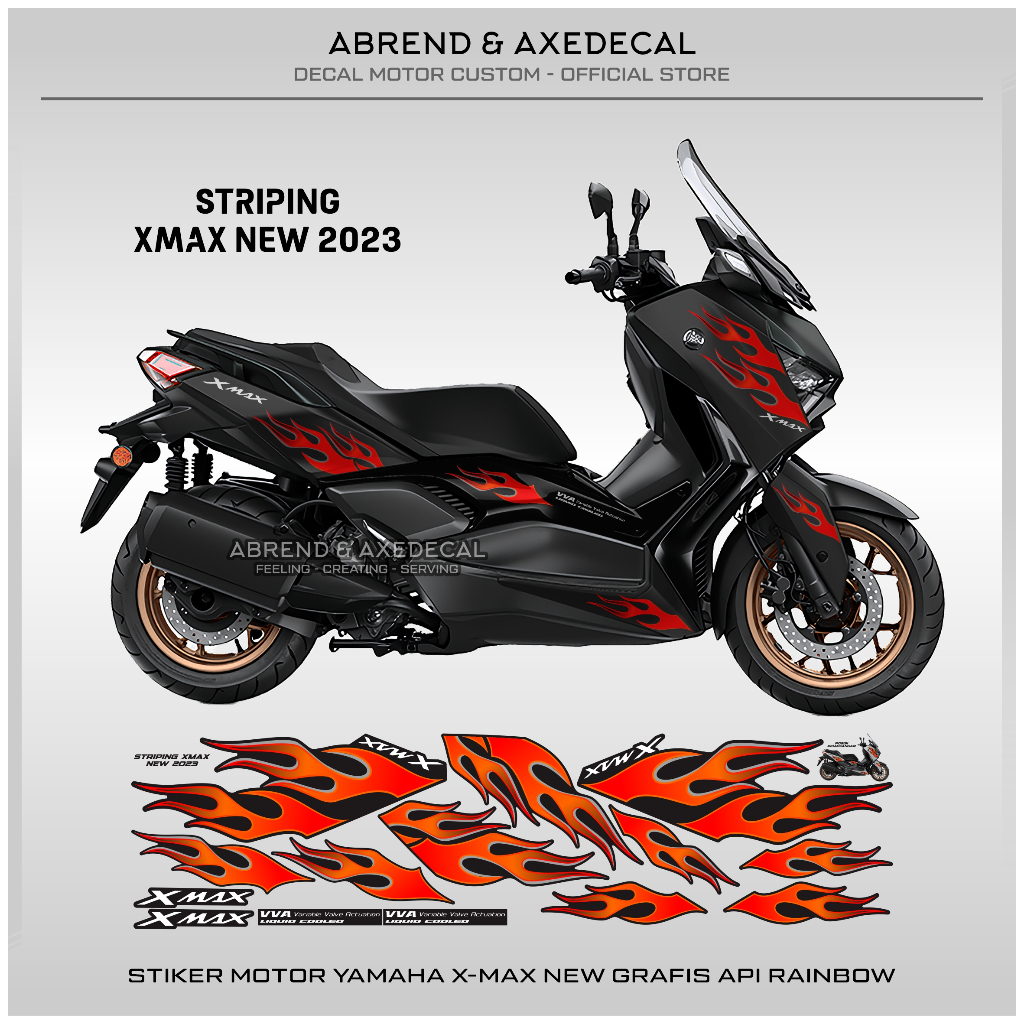 Jual Striping Xmax New 2023 Grafis Api Rainbow / Stiker Motor Yamaha X ...