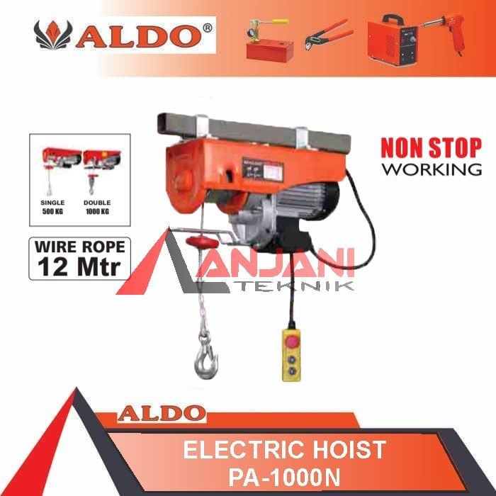 Jual ALDO ELECTRIC HOIST WIRE ROPE 500/1000 KG PA-1000N MESIN KATROL ...