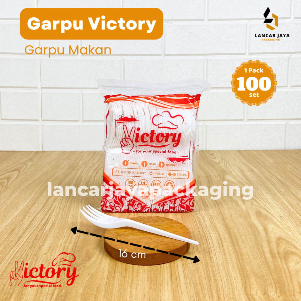 Jual [100 PCS] Sendok Garpu Makan Plastik Foodgrade Victory Fresh One ...