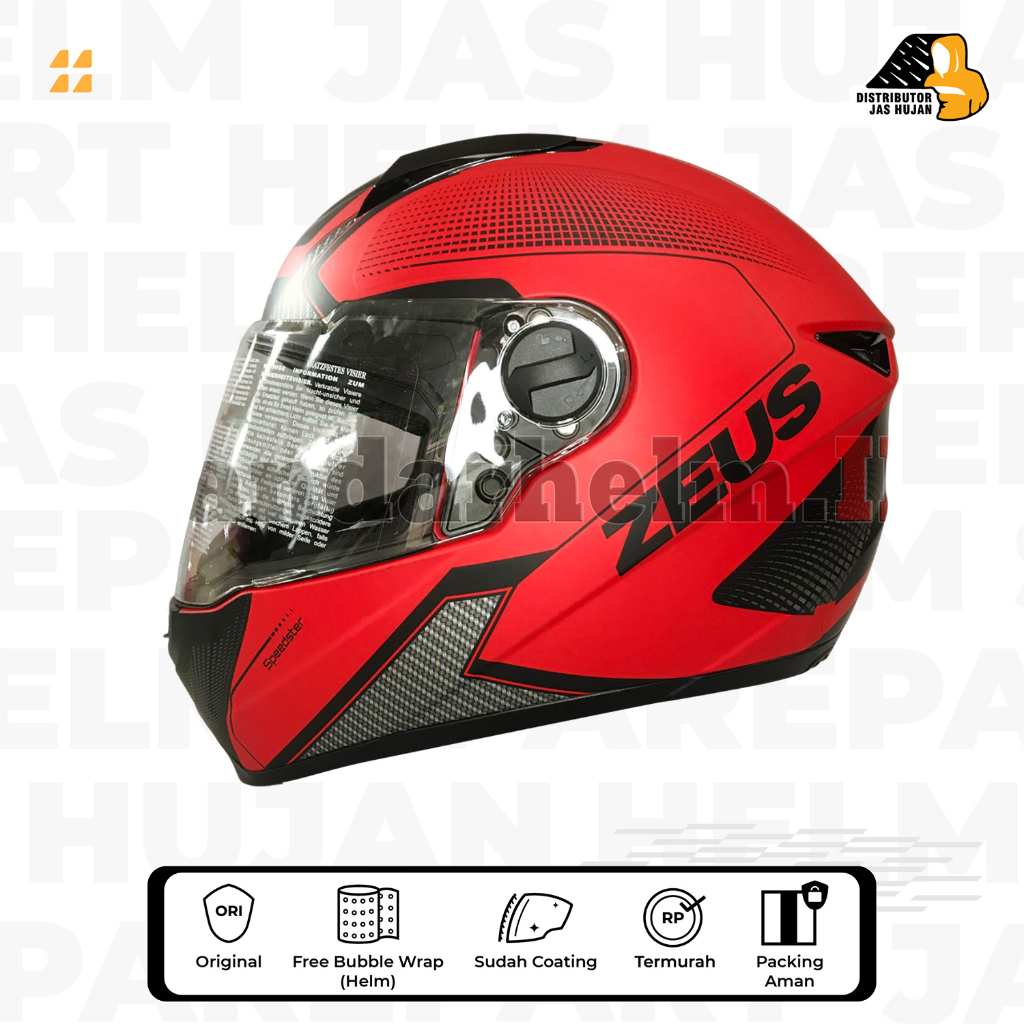 Jual Helm Full Face Zeus 811 Motif AL5 Red Doff | Shopee Indonesia