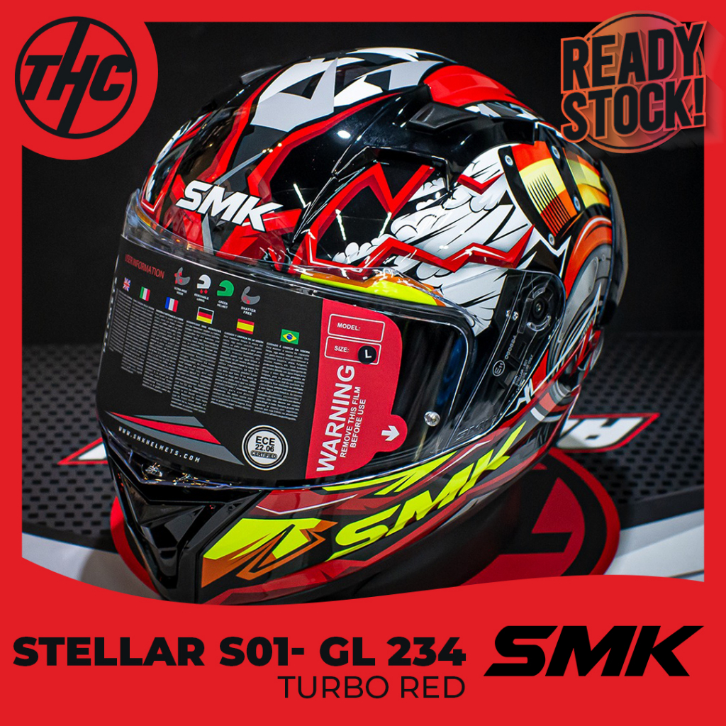 Jual HELM SMK STELLAR S01 - GL234 TURBO RED FULL FACE HELMET | Shopee ...