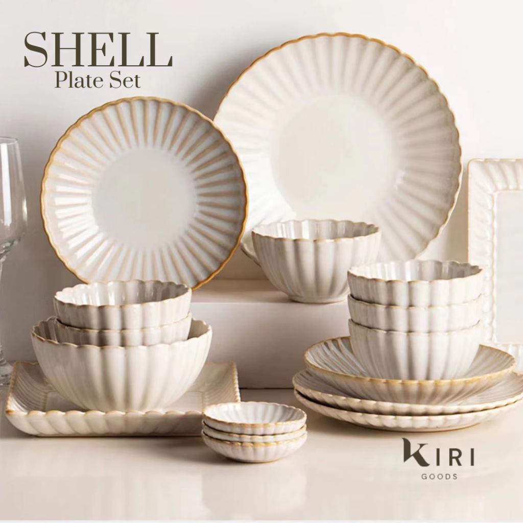 Jual 《KIRI》SHELL Piring Keramik Set Mangkok Mangkuk Kerang Aesthetic ...