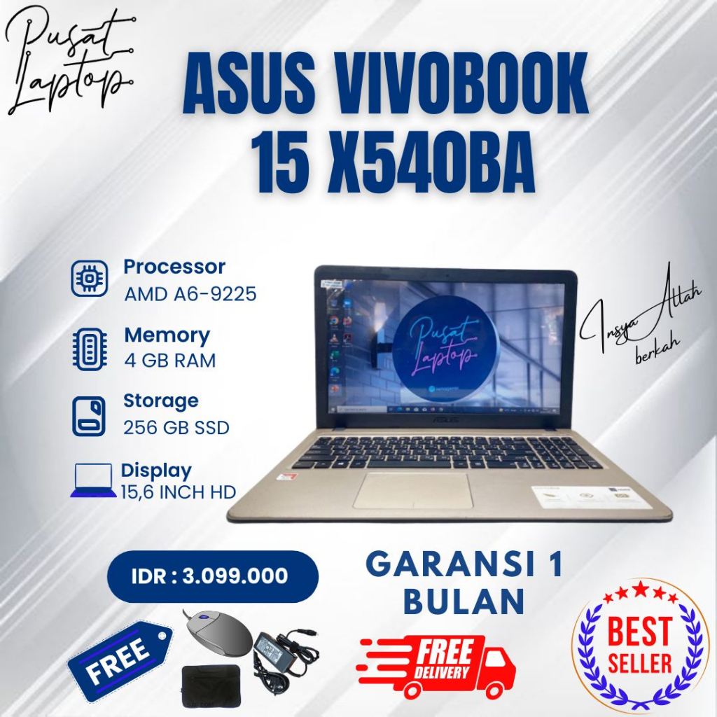Jual LAPTOP ASUS VIVOBOOK 15 X540BA | AMD A6-9225 | 4 GB RAM | SSD ...