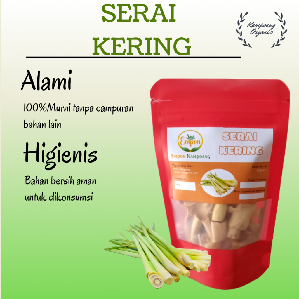 Jual Batang Sere Serai Sereh Iris Rajang Kering Dried Lemongrass Murni ...