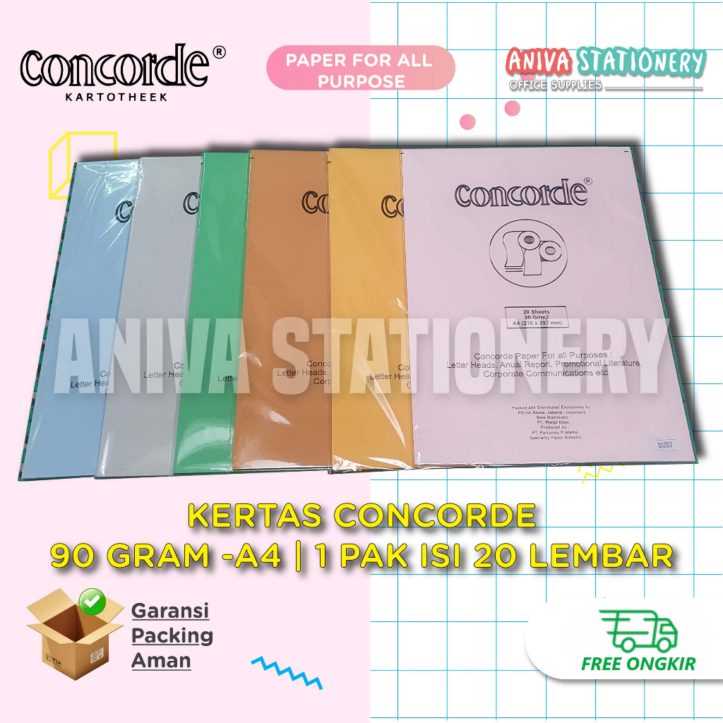 Jual KERTAS CONCORDE A4 90GR PAPER WARNA KONKORD IJAZAH PIAGAM ...