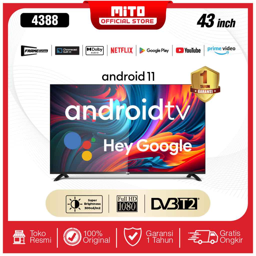 Jual MITO Android TV 4388 43 inch- Android 11.0 - FHD - Voice Search/Google Play/Netflix/Youtube ...