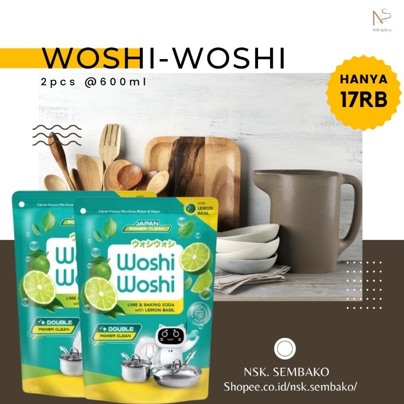 Jual 2 PCS | WOSHI-WOSHI Sabun Cuci Piring 600 ml Lemon Basil (Kemangi) | Shopee Indonesia