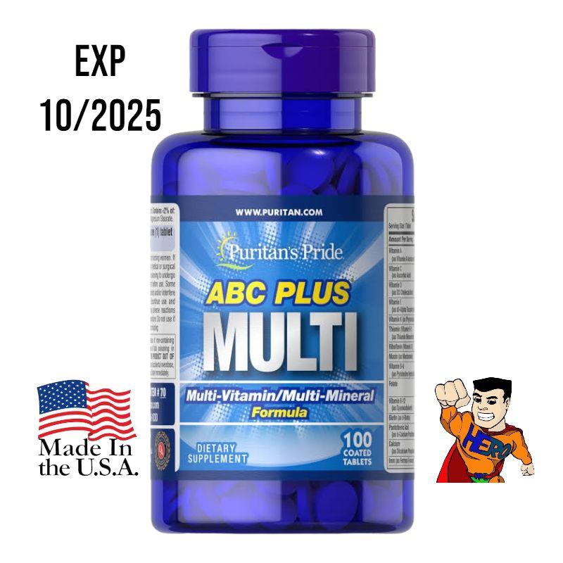 Jual Puritan Pride ABC Plus Multivitamin & Multimineral 100 Tab ...