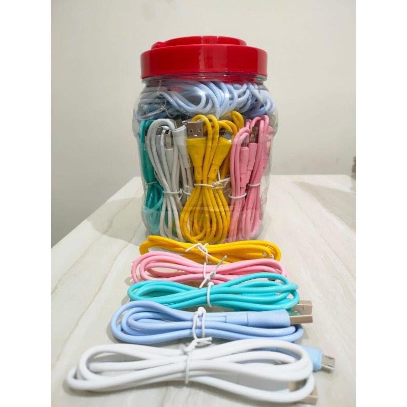 Jual [ GROSIR ] Kabel data [ Warna Warni TYPE - C ] 1Toples isi 50pcs ...