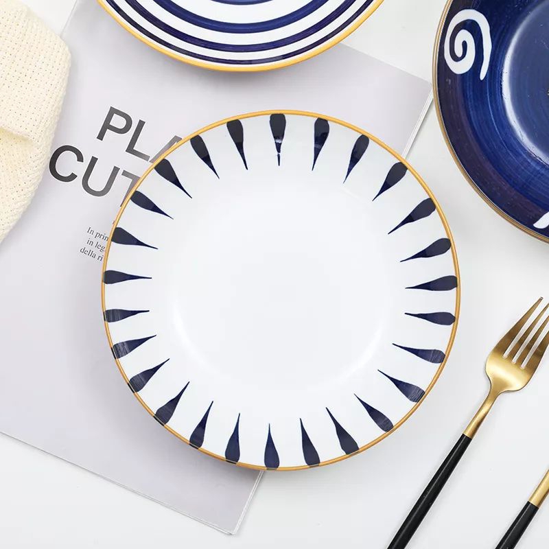 Jual piring aesthetic piring keramik motif jepang 7 & 8 inch | Shopee ...