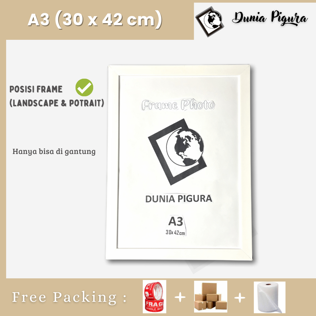 Jual Bingkai Foto A3 (30x42 cm) PAKAI KACA Minimalis / Frame Photo ...