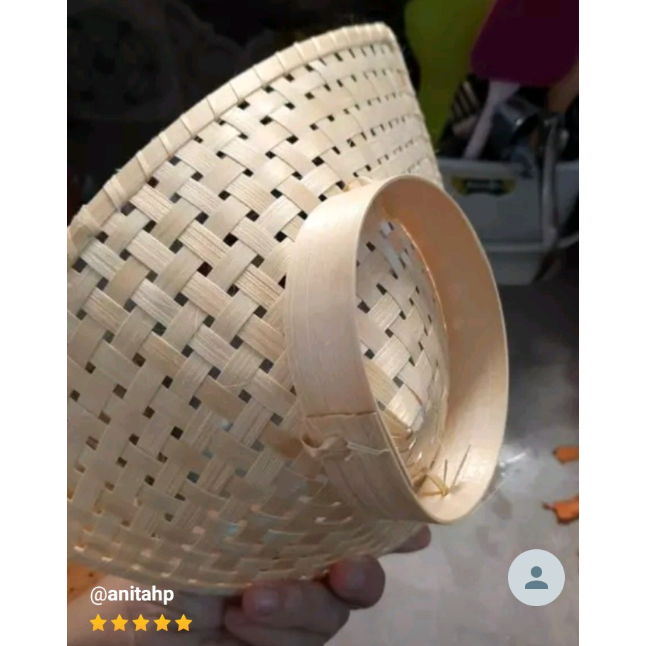 Jual Piring pecel pincuk anyaman bambu, piring bambu dengan tatakan ...