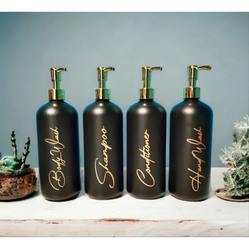 Jual BOTOL SABUN CAIR PUMP 500ML HITAM DOFF TEMPAT SABUN AESTHETIC GOLD ...