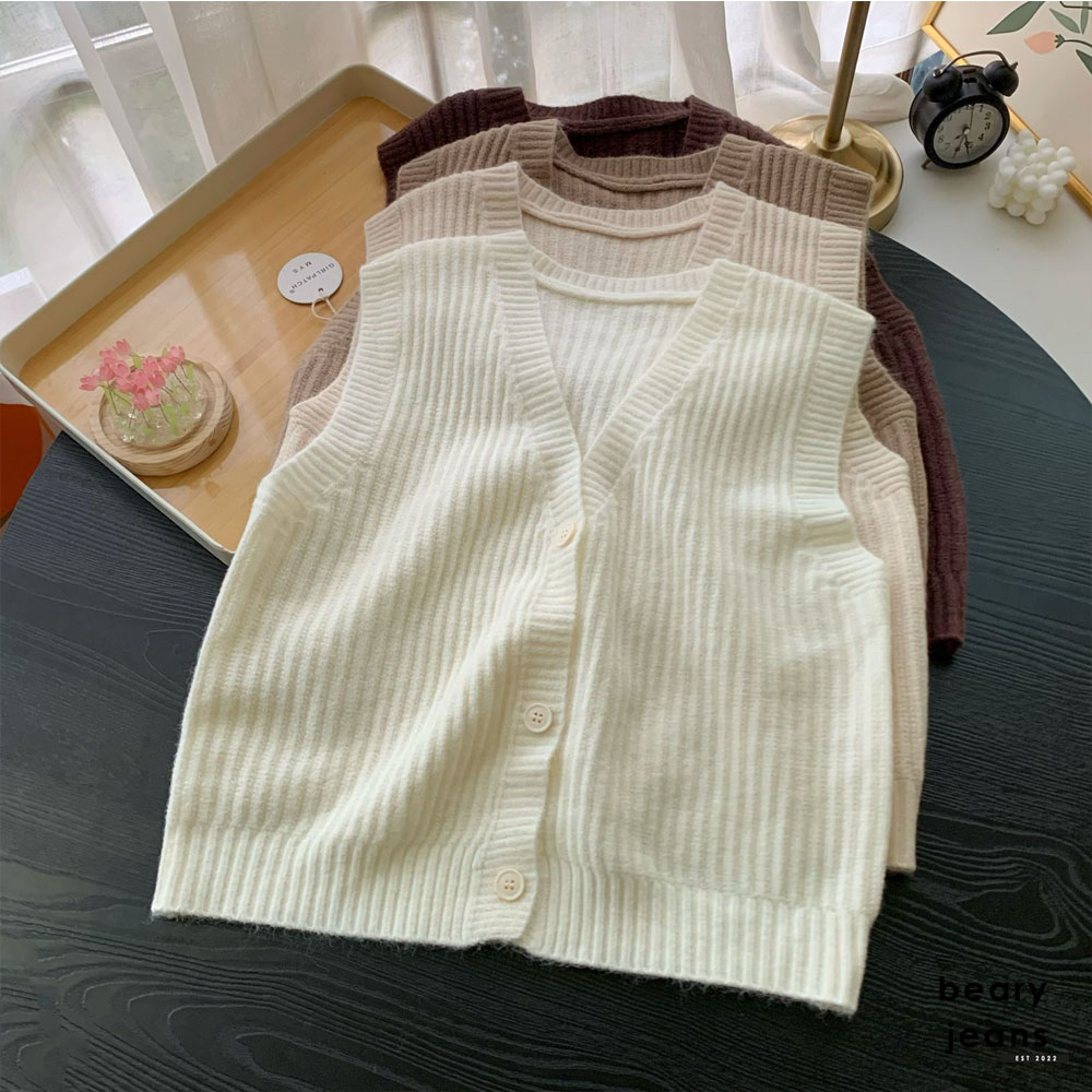 Jual BEARY JEANS BJ121 | Sweater Vest Rompi Rajut Wanita Polos 3 ...