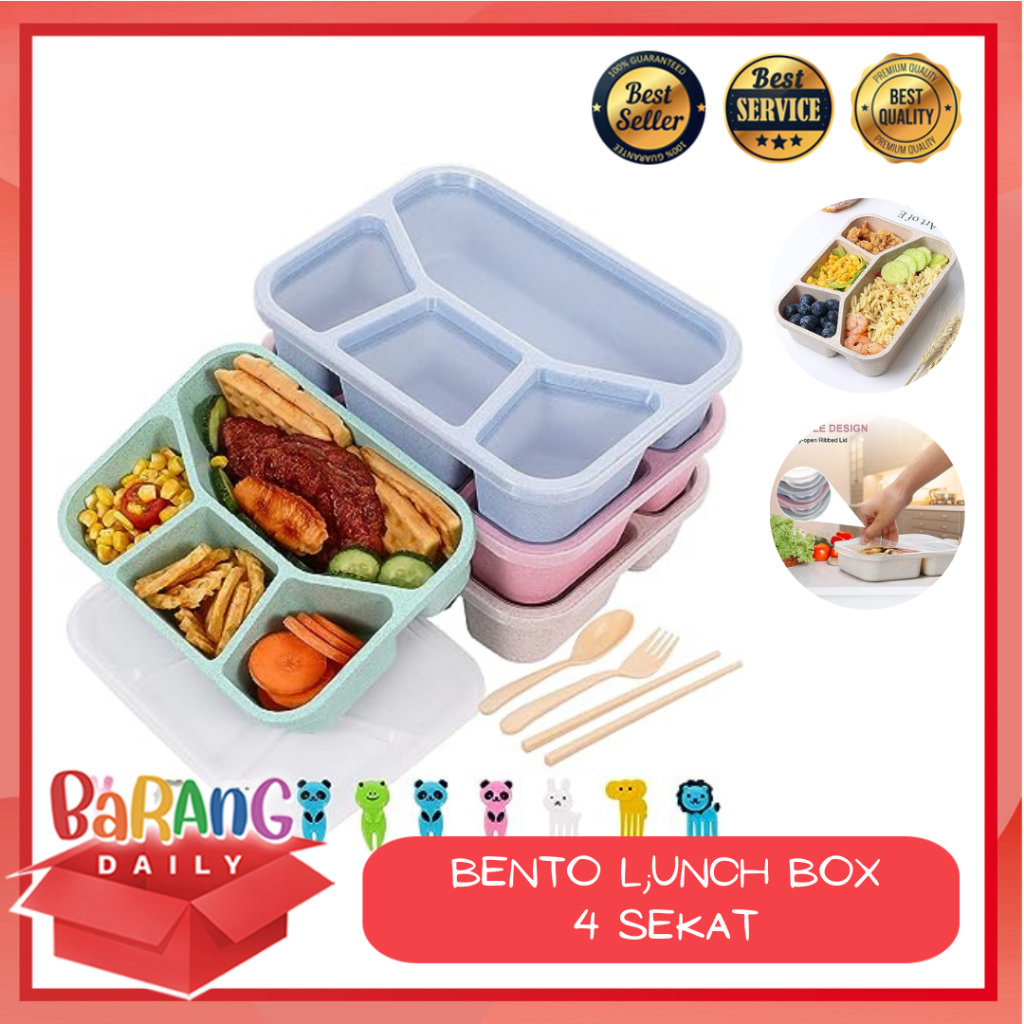 Jual TEMPAT MAKAN KOTAK MAKAN BEKAL 4 SEKAT BENTO LUNCH BOX | Shopee ...